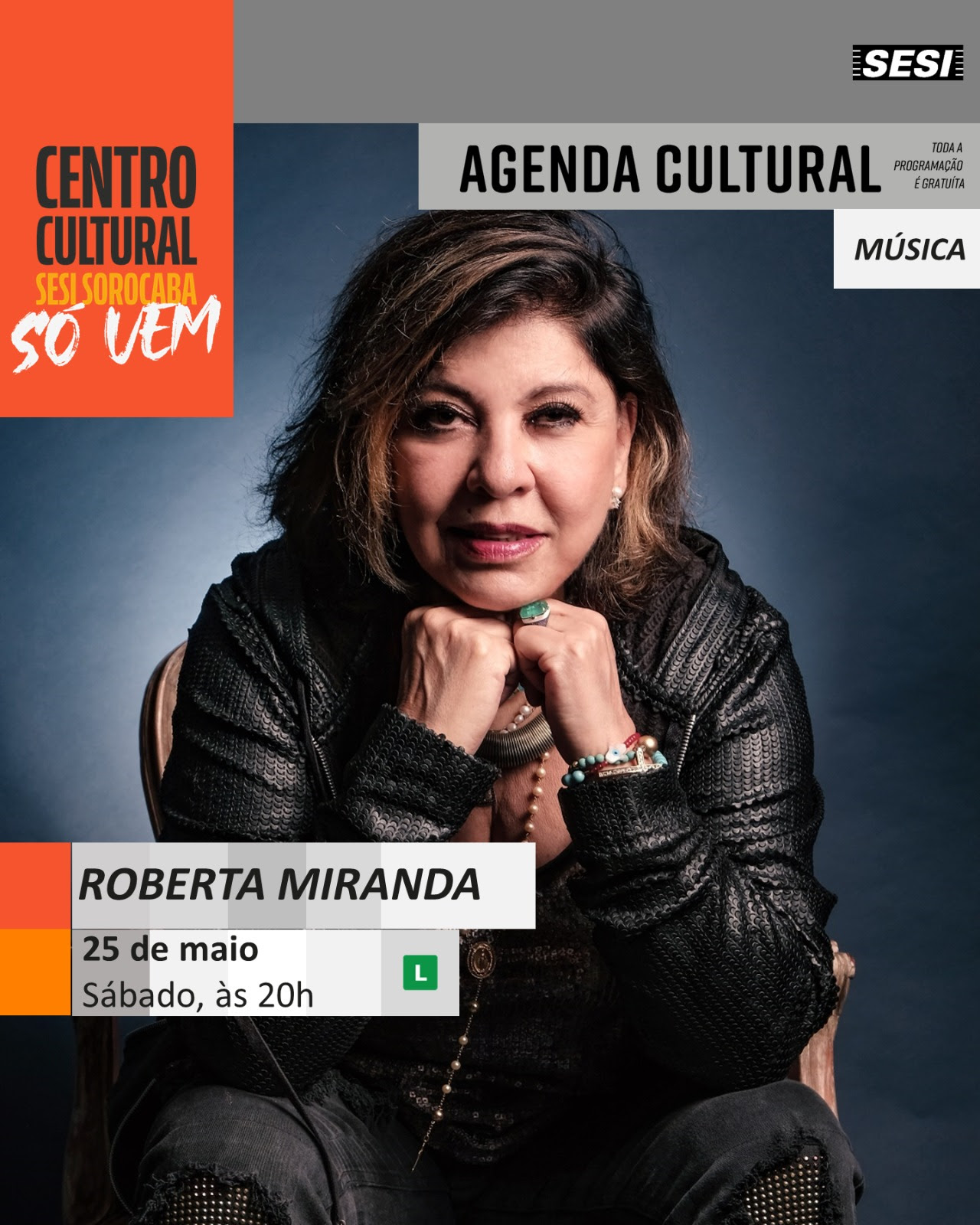 Roberta Miranda faz show gratuito no Centro Cultural Sesi Sorocaba em maio - Cartão de Visita News